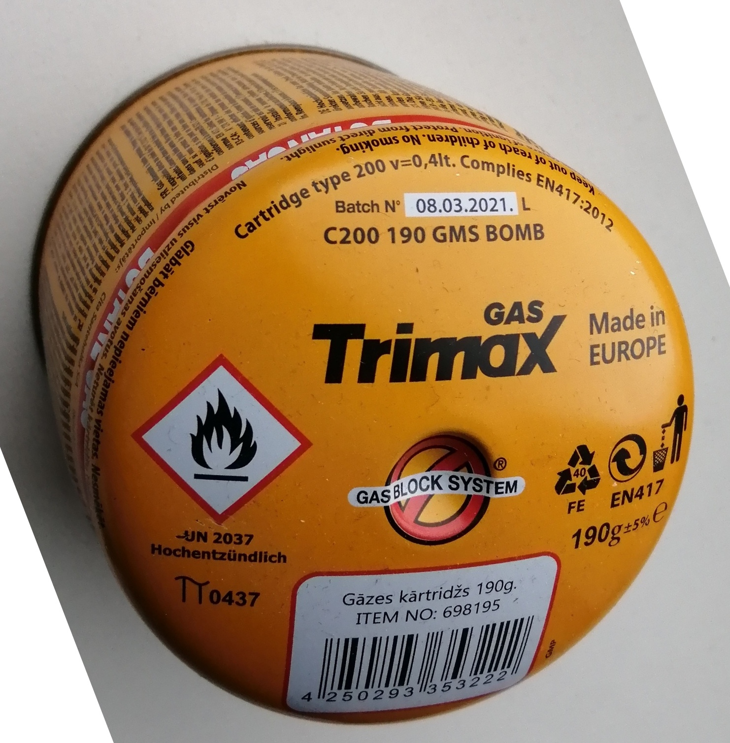 Gas cartridge Butane-190g. Gas Block System | citasantehnika.lv